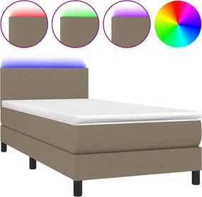 Box spring postel s matrací a LED taupe 90x190 cm textil 3132961