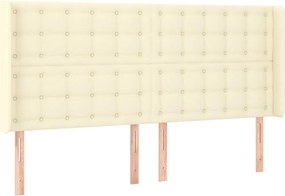 Čelo postele typu ušák krémové 203x16x118/128 cm umělá kůže 3119690