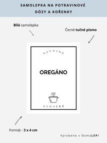 Samolepka na kořenky OREGÁNO bílá 3 × 4 cm tučné písmo