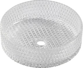 Sapho Sapho, MARAGUA gravírované skleněné umyvadlo na desku Ø 39,5 cm, čiré sklo, TY214CL