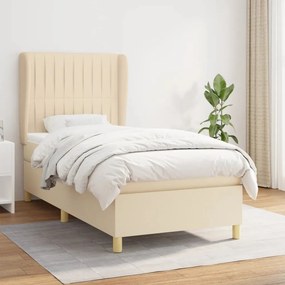 vidaXL Box spring postel s matrací 90x200 cm textil [3128658] Barva: krémová