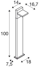 SLV 1002992 Abridor pole 100, venkovní antracitový sloupek LED 14W, IP55, 3000/4000K, výška 100cm
