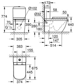GROHE 39462000 - WC komplet EURO CERAMIC 67,5 x 37,4 x 77,4 cm keramika/bílá