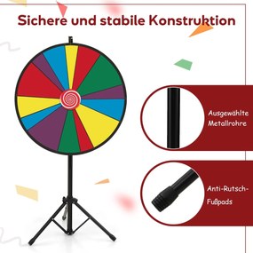 Costway 76 cm dlouhé soutěžní kolo výškově nastavitelné loterijní kolo