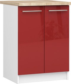 Kuchyňská skříňka Olivia S60 2D bílá/červený lesk