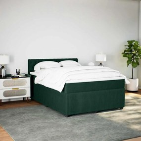 Box spring postel s matrací tmavě zelená 140x200 cm samet 3287767