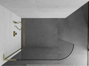 Mexen Kioto L, sprchová zástěna Walk-In 120 x 200 cm, 8mm čiré sklo, zlatý matný profil, 800-120-103-55-06