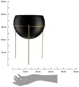 Květináč na stojanu LOFT I 39 cm černý/zlatý