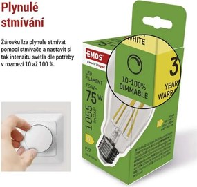 EMOS LED žárovka Retro 7,5W E27 stmívatelná ZF5D52D