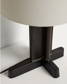 Bílá/tmavě hnědá stolní lampa z kaučukového dřeva s textilním stínidlem (výška 48 cm) Niani – Kave Home