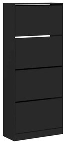 vidaXL Botník se 4 výklopnými zásuvkami černý 80 x 34 x 187,5 cm