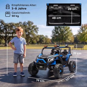 AIYAPLAY Dětské elektrické auto UTV pro dva, modré