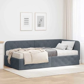 Rohový rám postele Tmavě šedá 100 x 200 cm samet 3394093