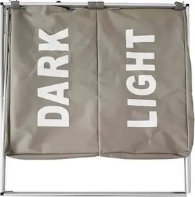 MSV koš na prádlo DARK LIGHT šedo-hnědý / polyester, hliník / 2 přihrá