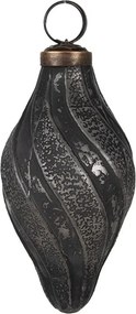 Granitová antik skleněná vánoční ozdoba baňka Noirre - Ø 6*11 cm