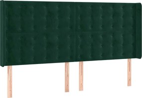 Čelo postele s LED tmavě zelené 203 x 16 x 118/128 cm samet 3124551