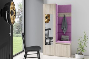 Eka Předsíňová stěna s čalouněnými panely Trinity 13 - Sonoma / Fialová 2311