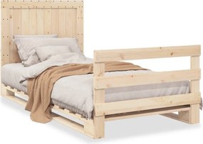 Rám postele s čelem 100 x 200 cm masivní borové dřevo 3281539