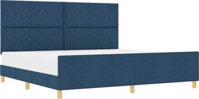 Rám postele s čelo Modrá 200 x 200 cm textil 3344836