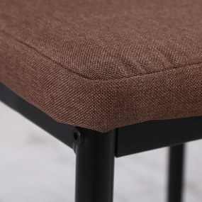 HOMCOM Sada 4 čalouněných židlí do obývacího pokoje nebo jídelny, moderní kuchyňské židle, kov a khaki látka