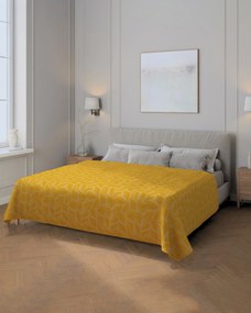 Přehoz na postel 220x260 cm barva žlutá látka pletený vzor, vzorované