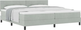 Postel s boxspringem s čelo Světle šedá 200 x 200 cm samet 3339194