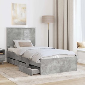 Rám postele s čelo Betonově šedá 75 x 190 cm Inženýrské dřevo 3409513