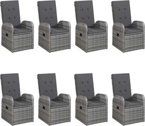 9dílný zahradní jídelní set šedý 3067904