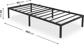 Skládací kovový rám postele Lowa 90x200 černý