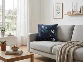 Oboustranný povlak na polštářek DUO SENSE NOCTIFLORA 45x45 cm mikroplyš/flanel, tmavě modrý