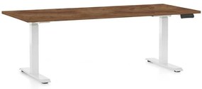 Výškově nastavitelný stůl OfficeTech C, 180 x 80 cm, bílá podnož, dub silverjack