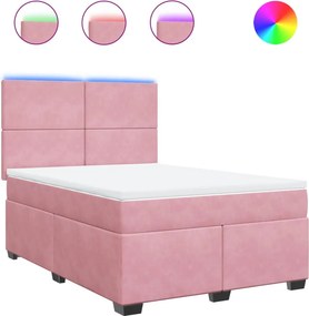 Box spring postel s matrací růžová 140x190 cm samet 3293205