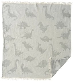 Bavlněná dětská deka Dino grey 75x90, Klippan Švédsko Šedá