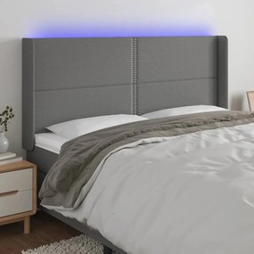 Čelo Postele S Led Tmavě Šedé Textil Tmavě Šedá 183 x 16 x 118/128 cm