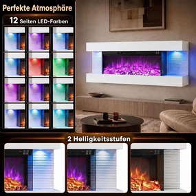 Costway Třístranný elektrický krb 102 cm s LED, bílý