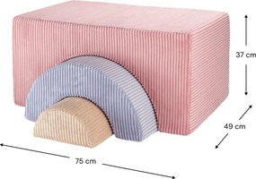 Růžové manšestrové pěnové hřiště 75x49x37 cm Rainbow Montessori – Wigiwama