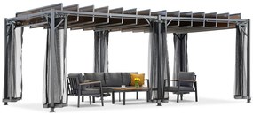 Antracitová pergola Paros 3x6 m s moskytiérou Garden Point