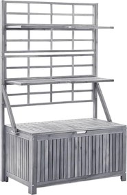 Úložný box s treláží šedý 99x55x160 cm masivní akáciové dřevo 311882
