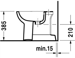 Duravit D-Code - Stojící bidet, 1 otvor pro armaturu propíchnutý, 355x525 mm, bílý 22371000002