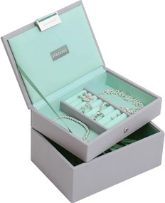 Krabička na šperky Stackers dvojitá mini šedo-mátová