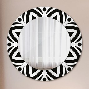 Kulaté zrcadlo rám s potiskem Černá geometrická ozdoba
