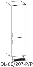 DL-60/207-P/P dolní skříňka pro vestavné spotřebiče kuchyně Hamper Zvolte stranu: levé provedení, Barva korpusu skříněk: Bílá alpská, Barva dvířek: Taback