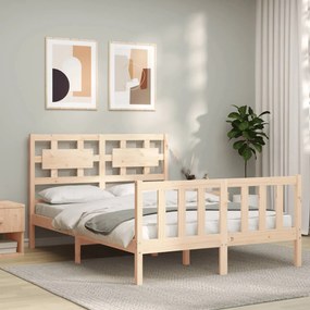 Rám postele s čelem 140 x 190 cm masivní dřevo,  3192536