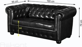 Askont Chesterfield Bis: Pohovka 2M antique black s puncy
