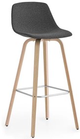 LAPALMA - Barová židle MIUNN vysoká s dřevěnou podnoží, čalouněná