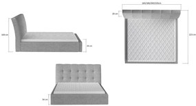 Čalouněná postel INGE - Monolith 37 - 140x200cm - Kov