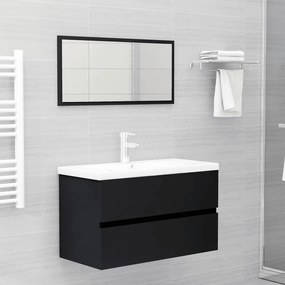 vidaXL 2dílný set koupelnového nábytku kompozitní dřevo [804885] Barva: Černá