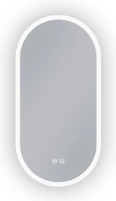Erga Demi, oválné LED zrcadlo 40x80cm, 3 barvy světla, přední osvětlení, topná podložka proti zapaření, ERG-V01-DEMI-4080-CL