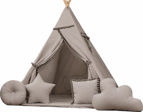 Dětský stan TEEPEE (TÝPÍ) SUPERIOR s doplňky - ŠEDÝ