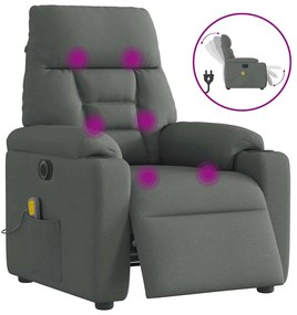 Elektrické masážní polohovací křeslo tmavě šedé textil 3303023